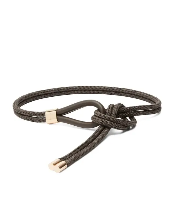 Max Mara Waxed Cotton Belt With Gold Tone Tips - Grey