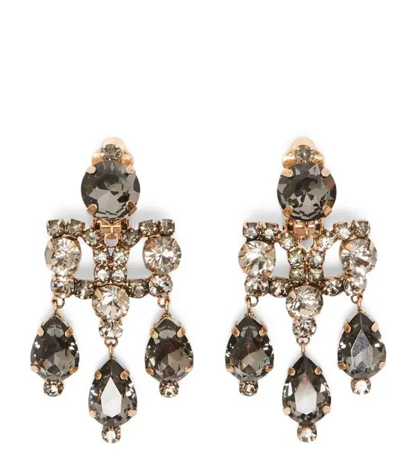Max Mara Embellished Chandelier Clip-on Earrings - Grey