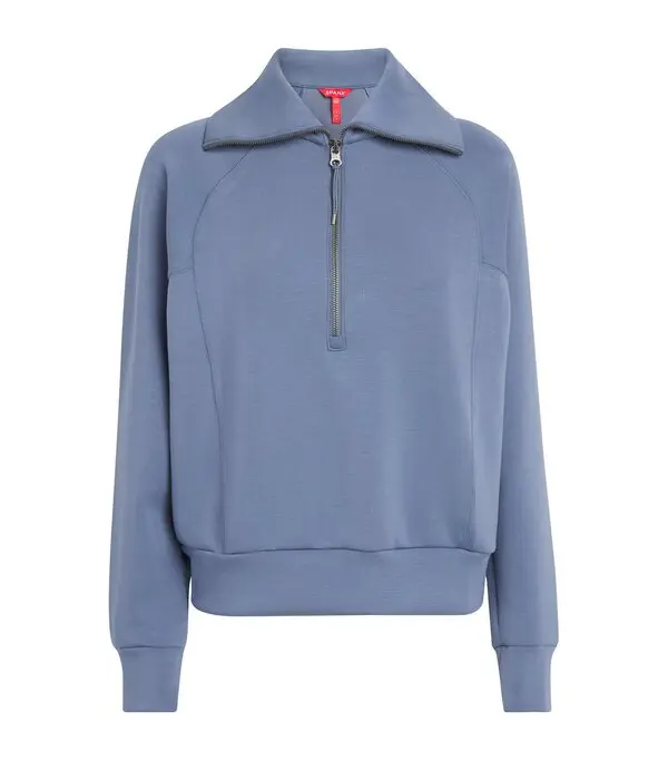 Spanx Airessentials Half-zip Sweater - Blue
