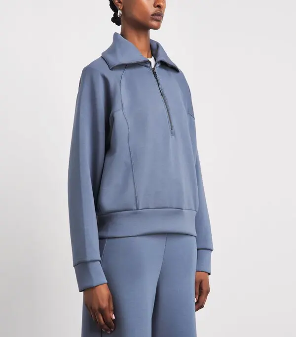 Spanx Airessentials Half-zip Sweater - Blue