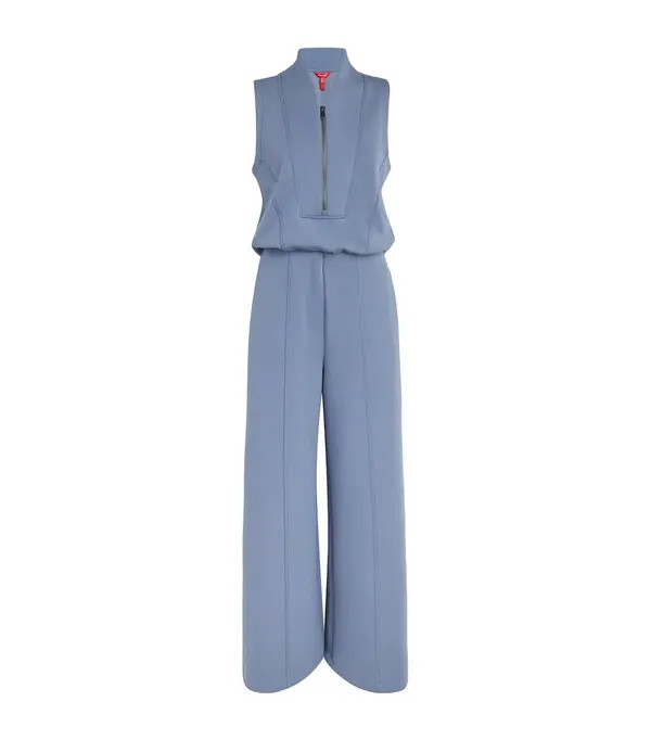 Spanx Airessentials Sleeveless Zip-up Jumpsuit With Wide Legs - Blue