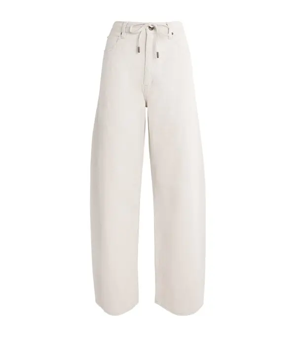 FRAME Drawstring Off-duty Straight Jeans - Ivory
