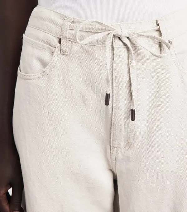 FRAME Drawstring Off-duty Straight Jeans - Ivory