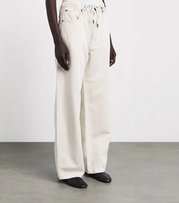 FRAME Drawstring Off-duty Straight Jeans - Ivory