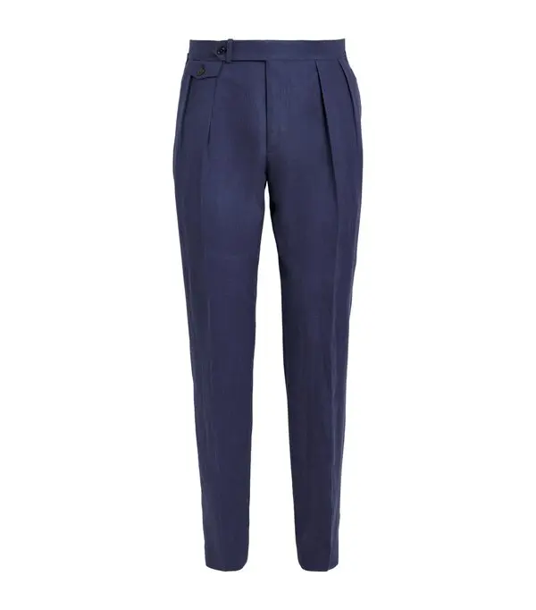 Polo Ralph Lauren Linen Pleated Trousers - Blue