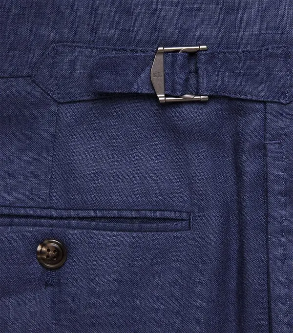 Polo Ralph Lauren Linen Pleated Trousers - Blue