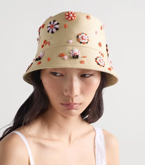 Prada Beaded Floral Bucket Hat
