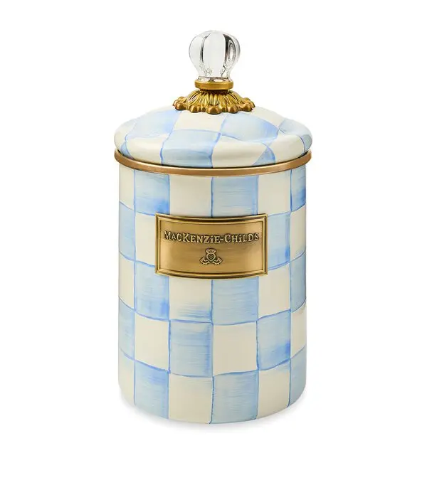 MACKENZIE-CHILDS Medium Sky Check Cannister - Blue