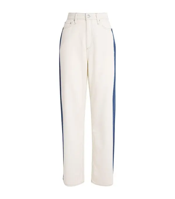 Rag & Bone Featherweight Logan Mid-rise Wide-leg Jeans With Bleached Stripe - Ivory