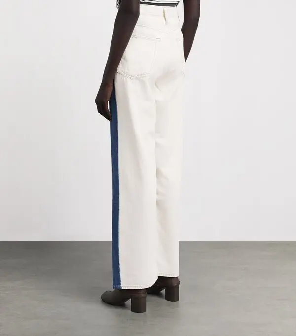 Rag & Bone Featherweight Logan Mid-rise Wide-leg Jeans With Bleached Stripe - Ivory