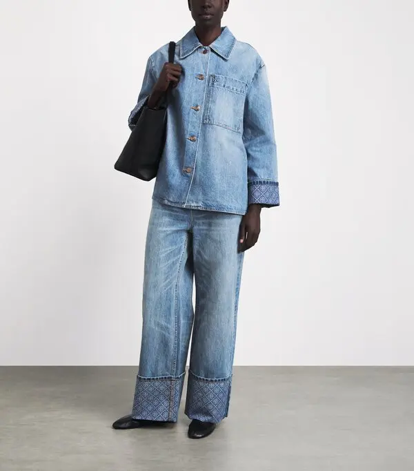 Tory Burch Barn Denim Jacket With Signature T Monogram Detail