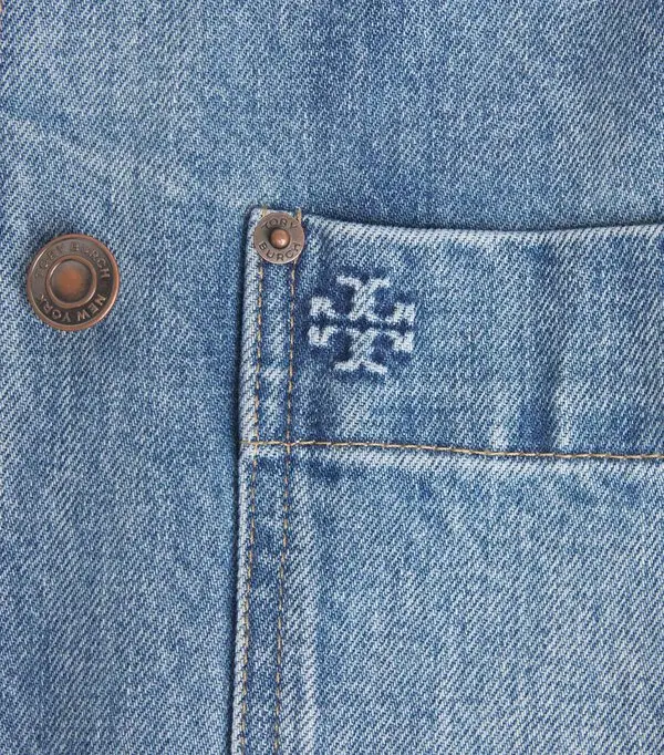 Tory Burch Barn Denim Jacket With Signature T Monogram Detail