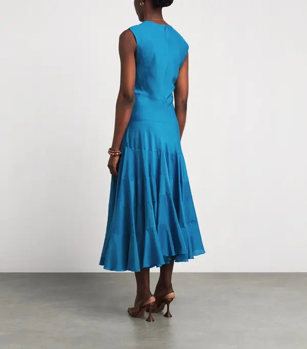 Tory Burch Cotton-silk Asymmetric Maxi Dress