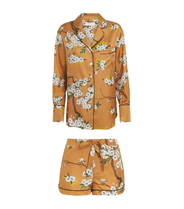 Olivia Von Halle Silk Carmena Alba Pyjama Set - Orange