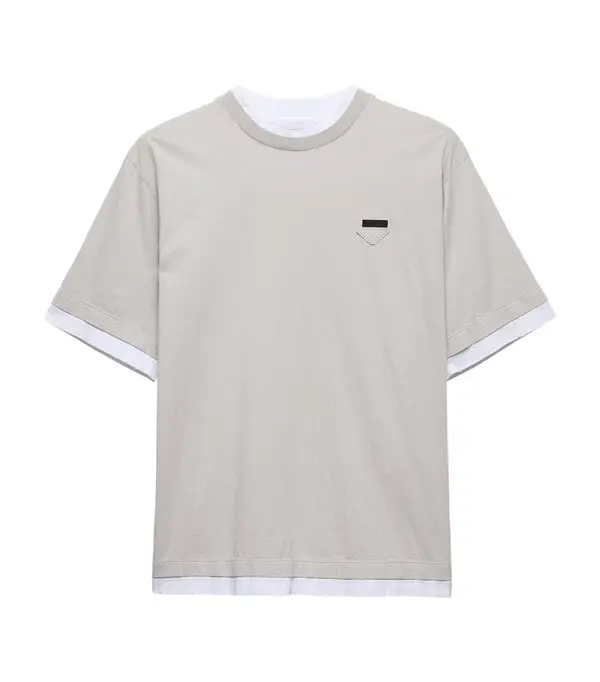 Prada Cotton Layered Triangle T-shirt