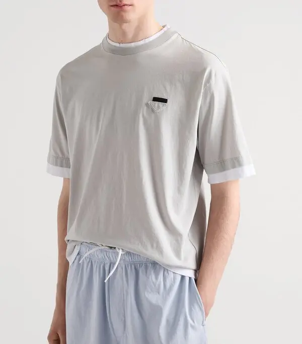 Prada Cotton Layered Triangle T-shirt