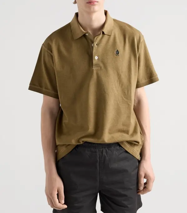 Prada Cotton Garment-dyed Slim Polo Shirt - Brown