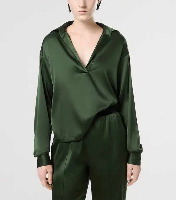 TOM FORD Silk V-neck Shirt - Green