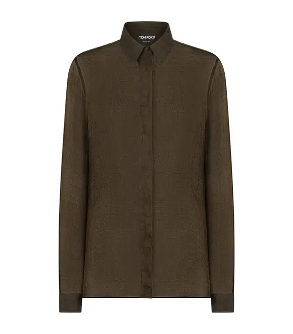 TOM FORD Silk Chiffon Crocodile Jacquard Shirt