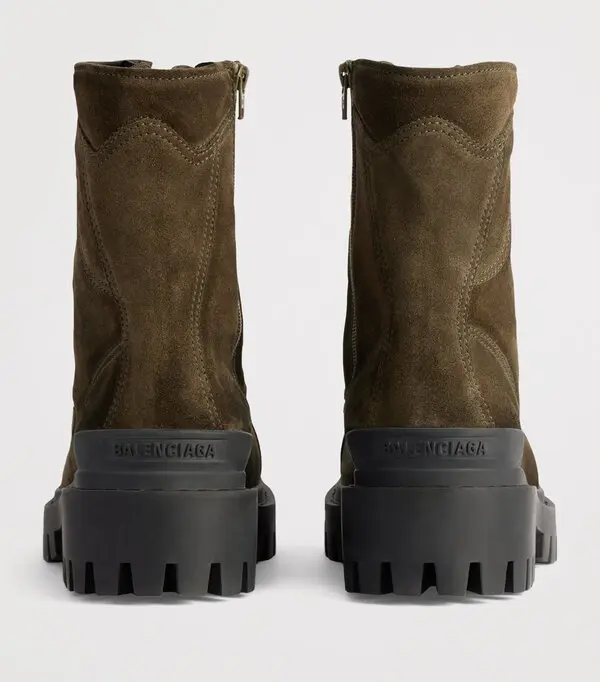 Balenciaga Suede Combat Ankle Boots - Green