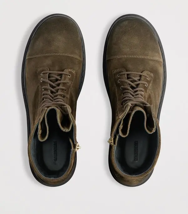 Balenciaga Suede Combat Ankle Boots - Green