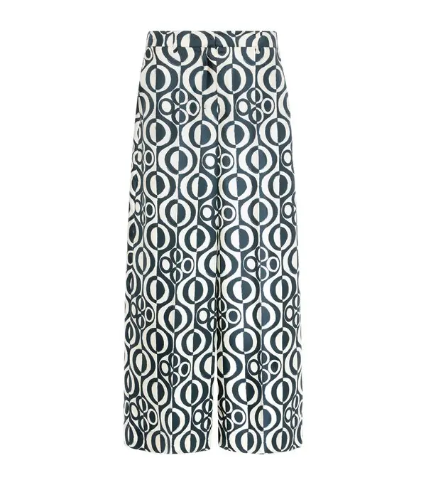 Max Mara Silk Geometric Wide-leg Trousers