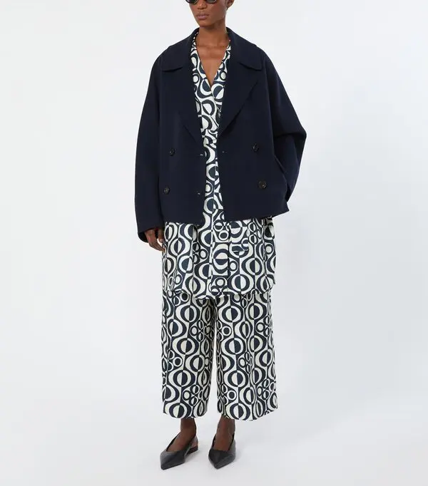 Max Mara Silk Geometric Wide-leg Trousers