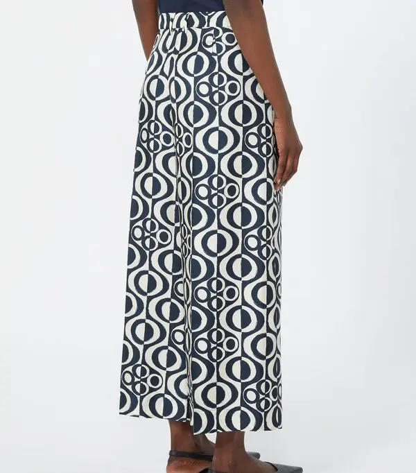 Max Mara Silk Geometric Wide-leg Trousers