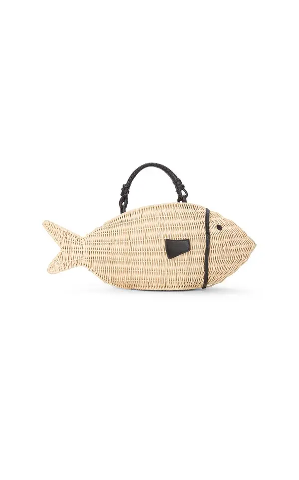 Staud Cleo Fish Wicker Tote