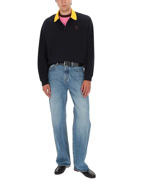 Versace Felpa Con Colletto Polo E Logo