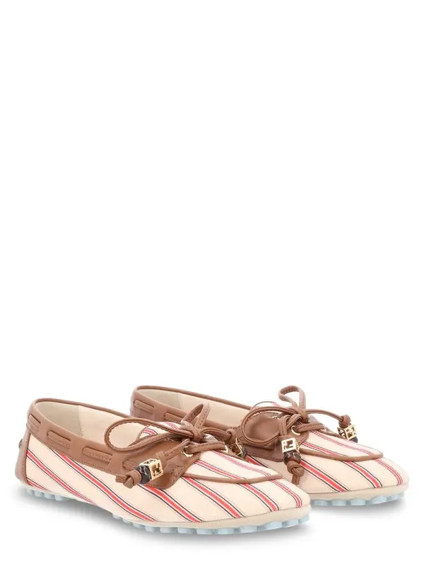 Fendi Mocassino Ff Canvas And Leather Loafers