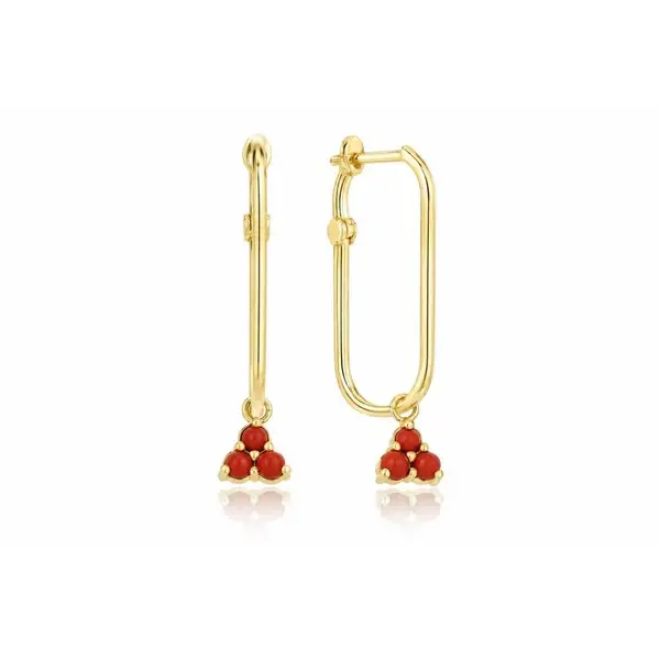 REIS JEWELLERY 14k Yellow Gold Red Coral Earrings - Gold/yellow/red