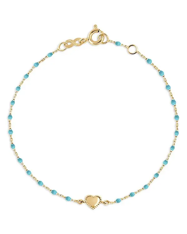 Gigi Clozeau 18k Yellow Gold Mini Gigi Lucky Heart Bracelet - Turquoise