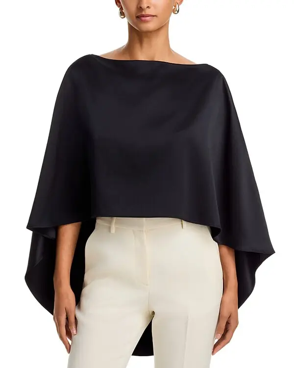 HEIRLOME Anna Silk Cape Effect Top - Black