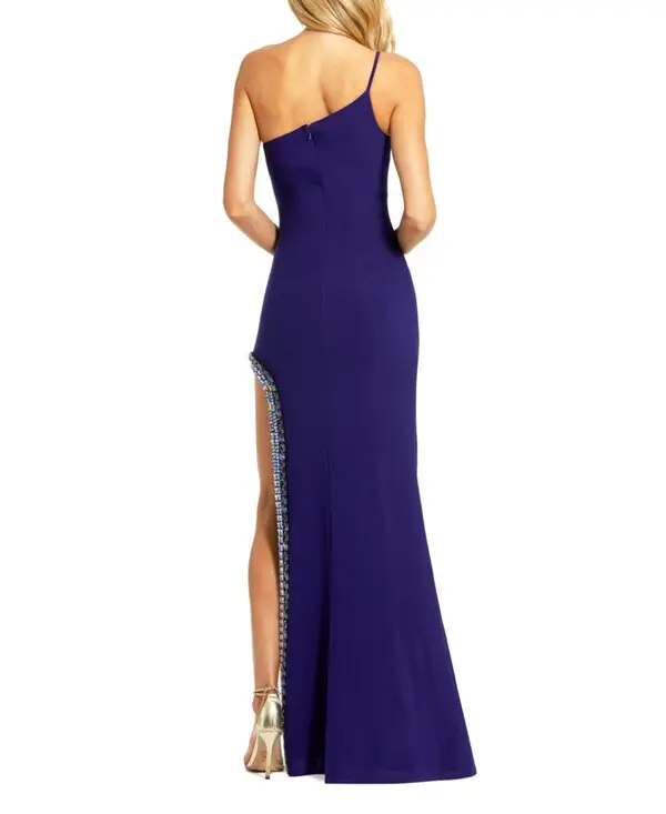 Mac Duggal One Shoulder Gown With Embellished Slit