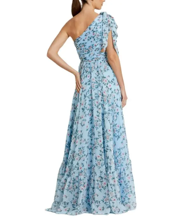 Mac Duggal One Shoulder Floral Chiffon Gown