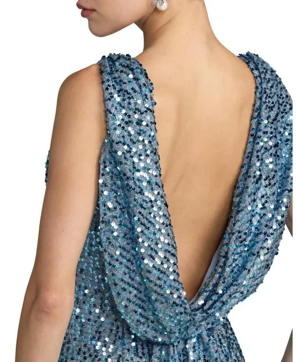Mac Duggal Petite Sequined Sleeveless Gown - Fusion Blue