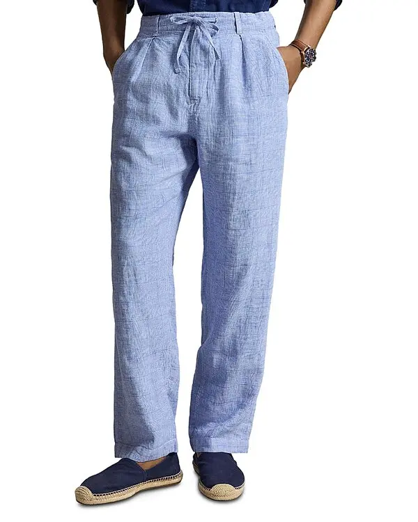 Polo Ralph Lauren Lateef Relaxed Fit Linen Drawstring Pants - Blue/white