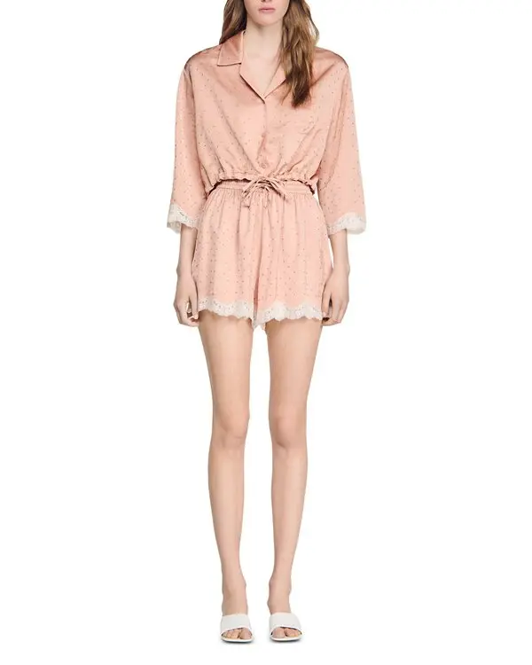 Sandro Embellished Shirt And Shorts Set - Nude