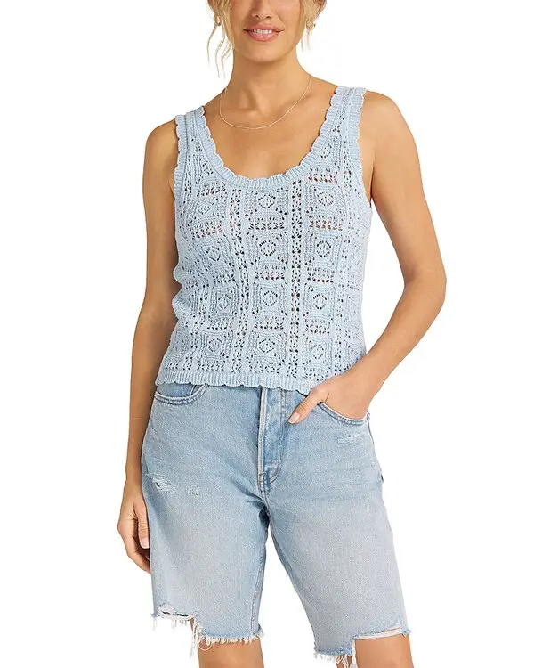 MATTY M Lior Scoop Neck Crochet Tank Top - Sky