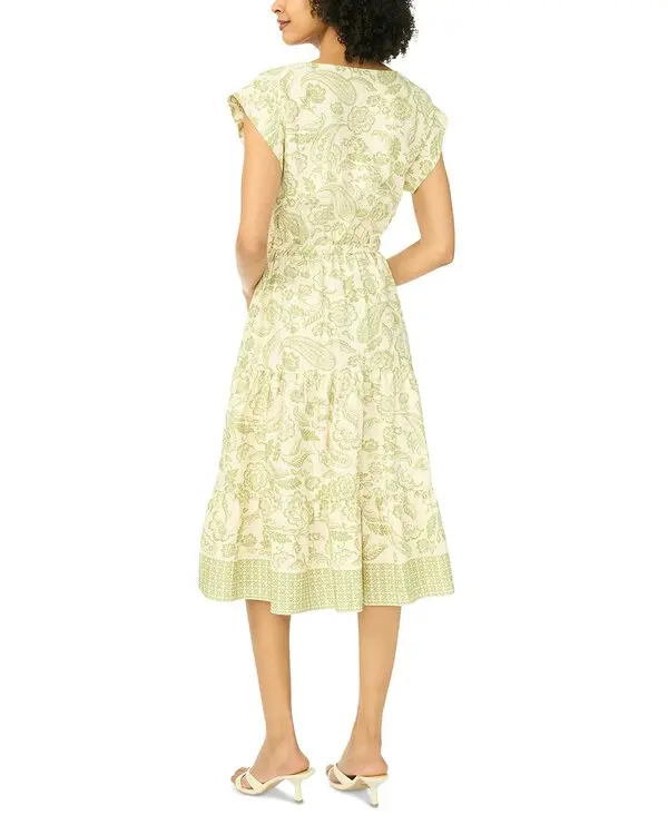 Vince Camuto Surplice Dolman Sleeve Midi Tiered Dress