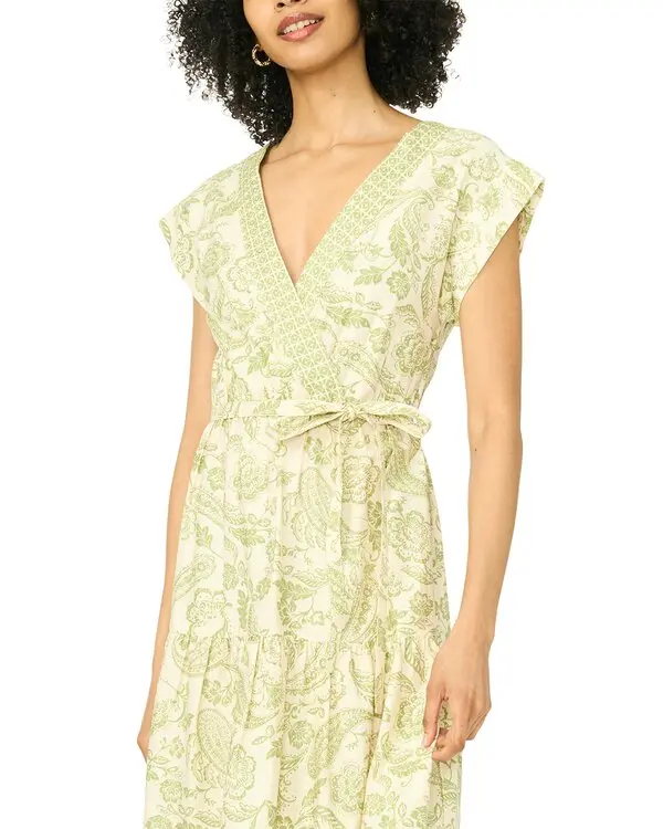Vince Camuto Surplice Dolman Sleeve Midi Tiered Dress