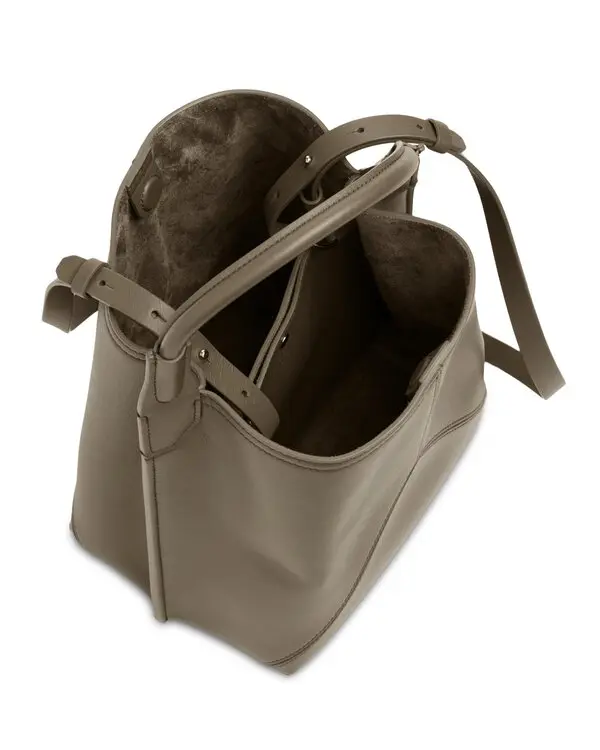 Victoria Beckham Medium Leather Bucket Bag - Khaki