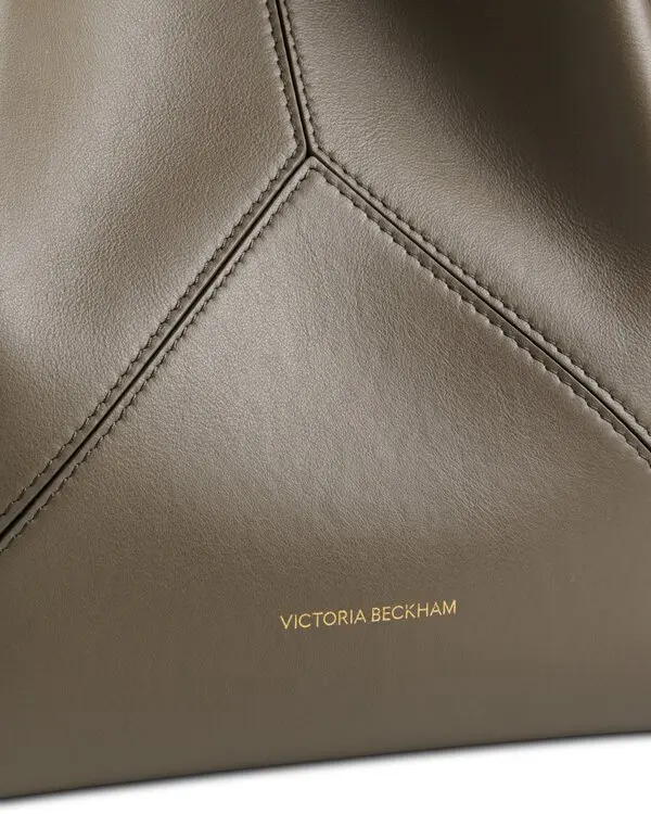 Victoria Beckham Medium Leather Bucket Bag - Khaki
