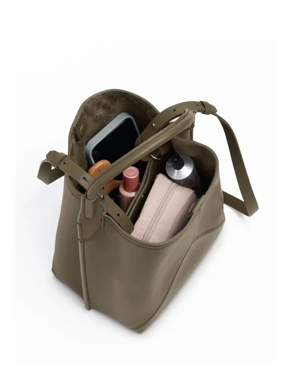 Victoria Beckham Medium Leather Bucket Bag - Khaki