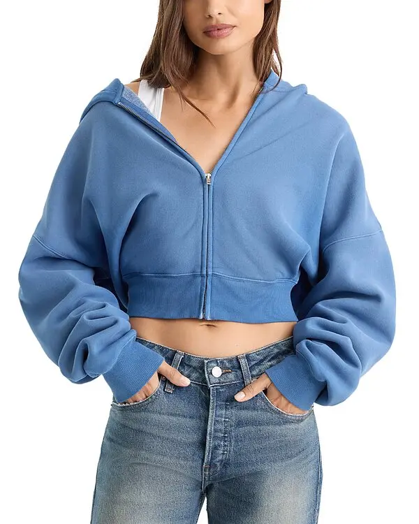 Good American The Zip Up Sweatshirt - Blue Drift