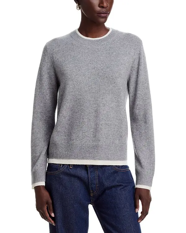 Bloomingdale'S Double Layer Cashmere Crewneck Sweater Exclusive - Medium Grey
