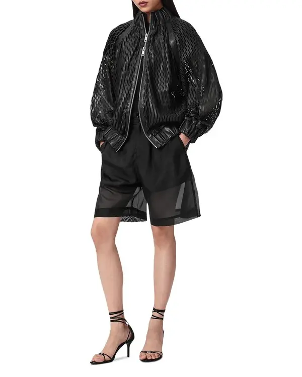 ALLSAINTS Perforated Leather Bomber Jacket