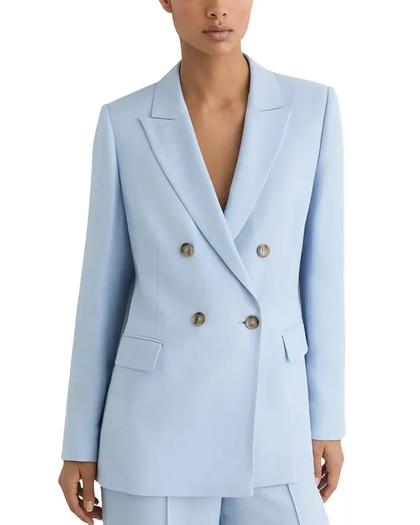 REISS Petite Magda Double Breasted Suit Jacket - Blue