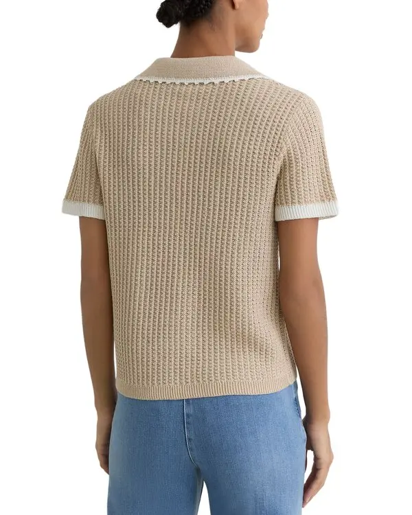 REISS Ottilie Cotton Linen Knit Top